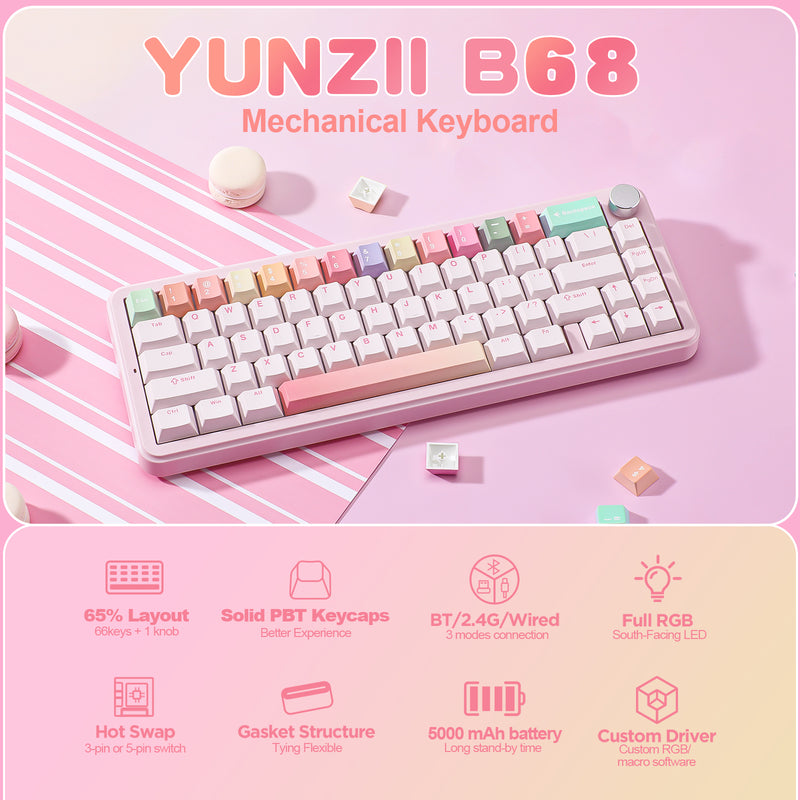 YUNZII B68 Wireless Mechanical Keyboard – YUNZII KEYBOARD