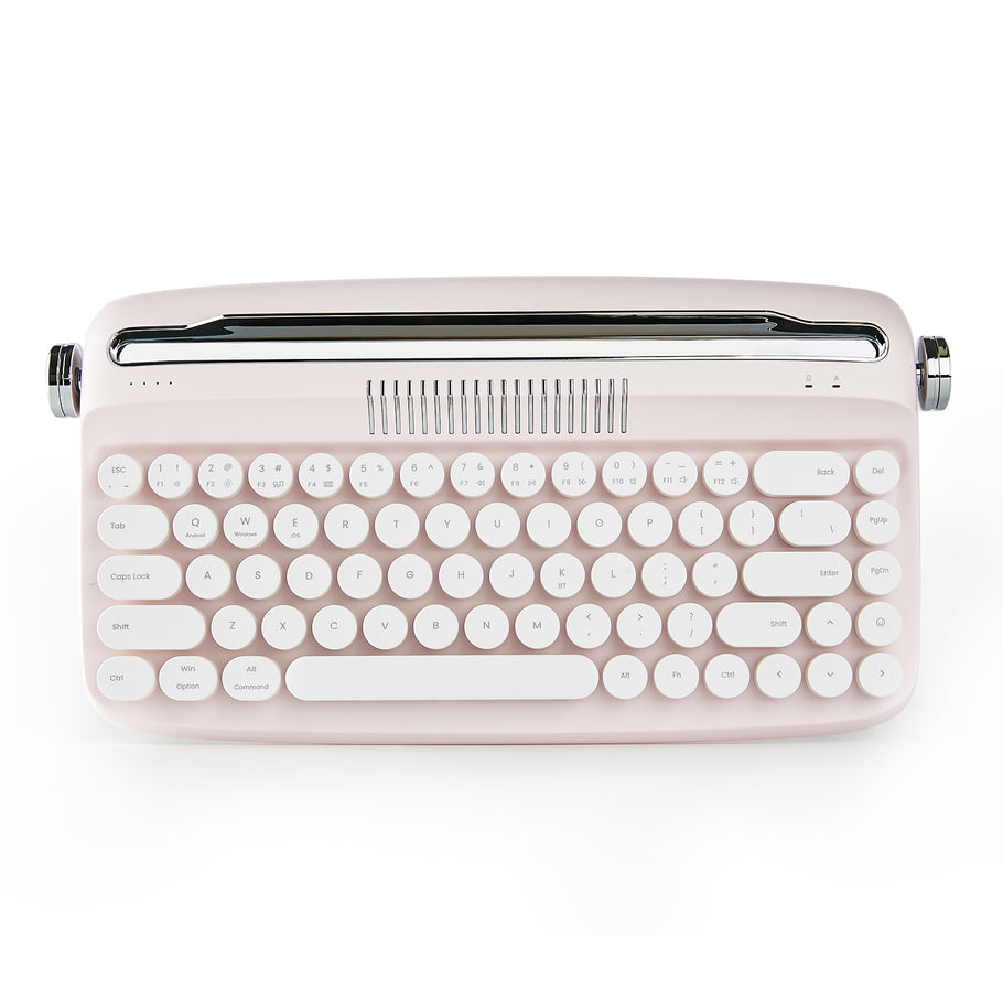 YUNZII ACTTO B307 Baby Pink Upgraded Rechargeable Wireless Retro Typew ...