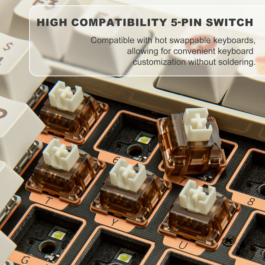 YUNZII Cocoa Cream 5-Pin Early Bottoming Mechanical Keyboard Linear Sw ...