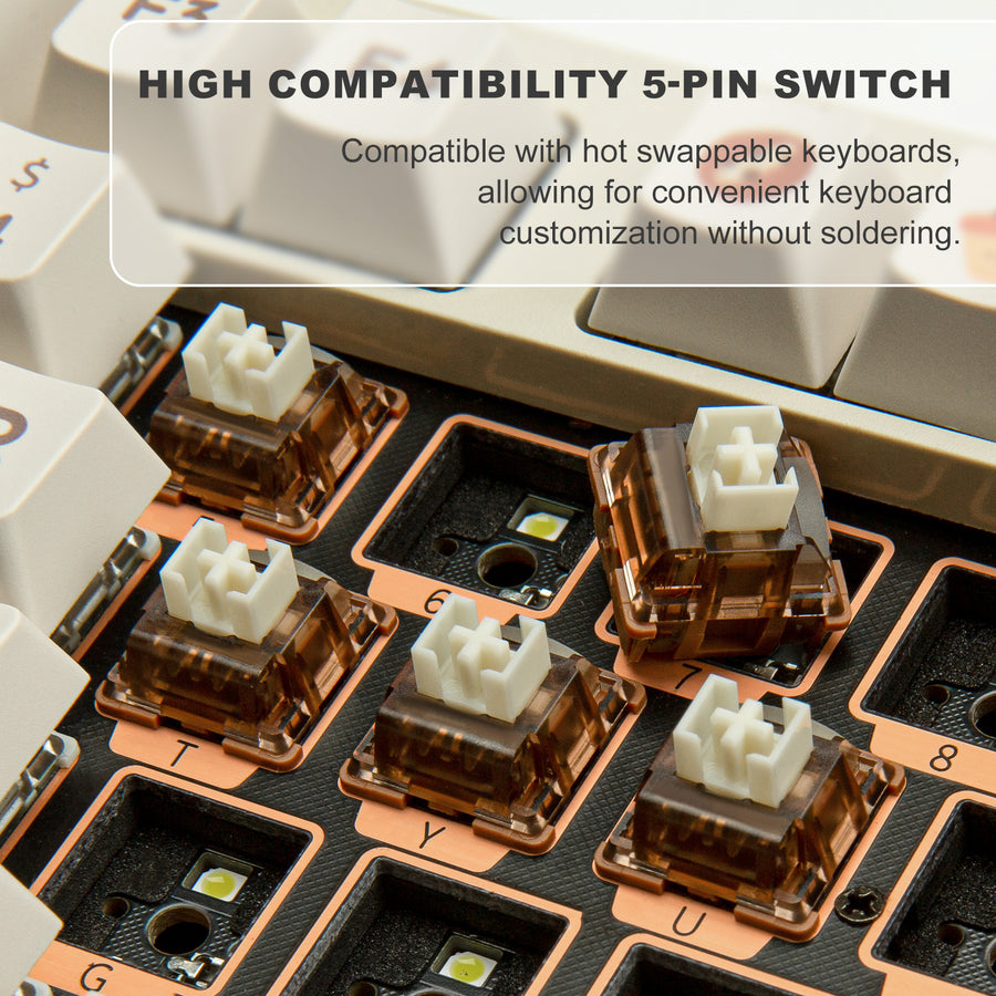 YUNZII Cocoa Cream 5-Pin Early Bottoming Mechanical Keyboard Linear Sw ...