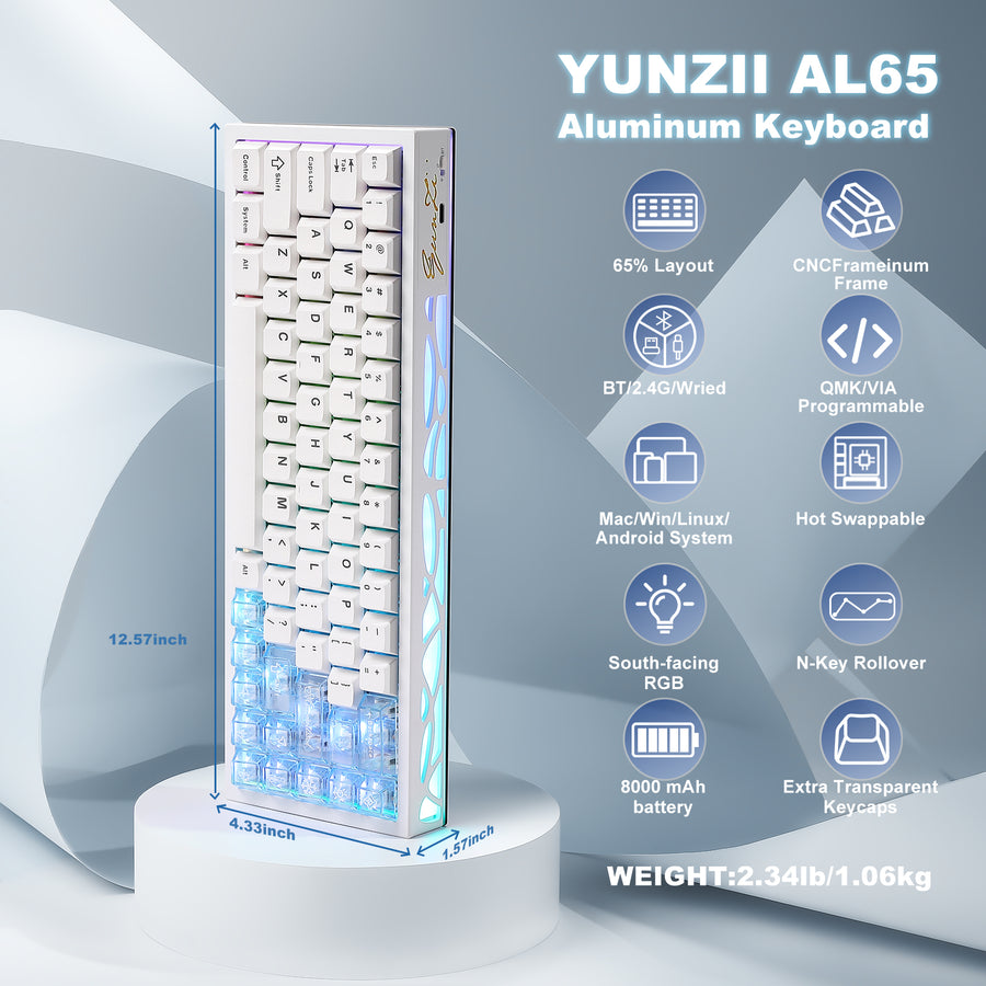 YUNZII AL65 QMK/VIA Custom Hollow Mechanical Keyboard – YUNZII KEYBOARD