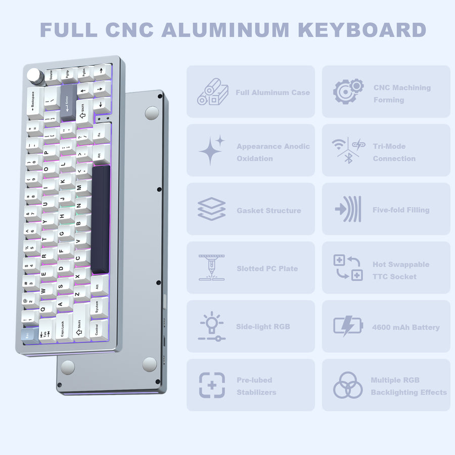 YUNZII AL66 Knob CNC Aluminum Wireless Mechanical Keyboard – YUNZII ...
