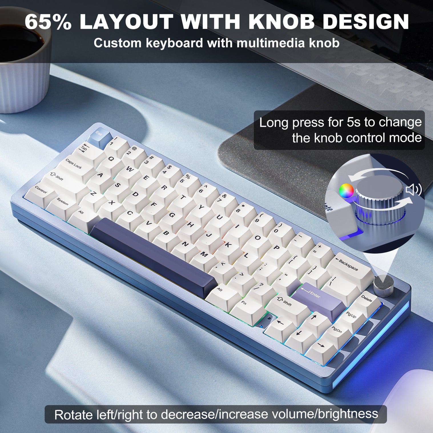 YUNZII AL66 Knob CNC Aluminum Wireless Mechanical Keyboard – YUNZII ...