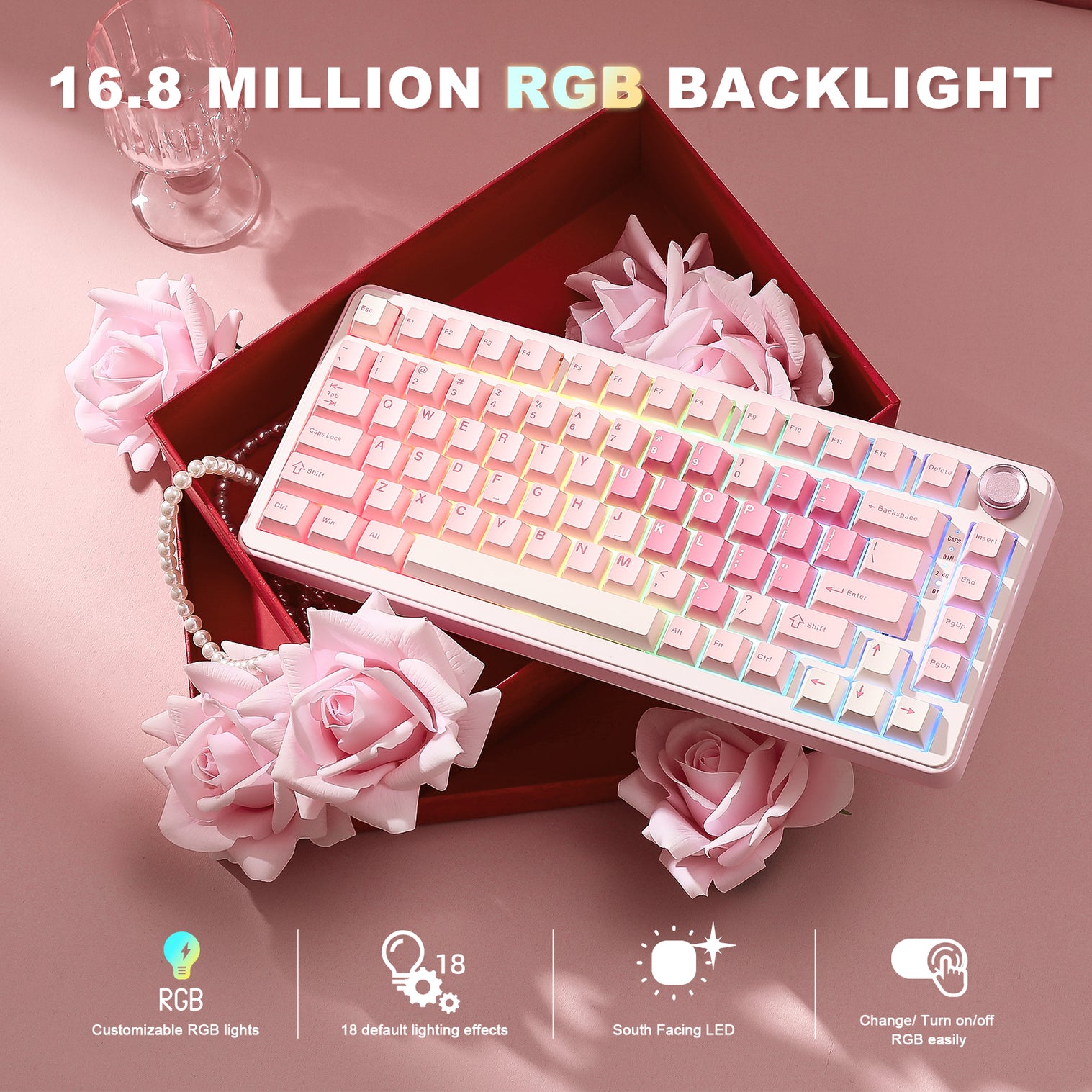 YUNZII B75 Pro Pink Wireless Mechanical Keyboard – YUNZII KEYBOARD