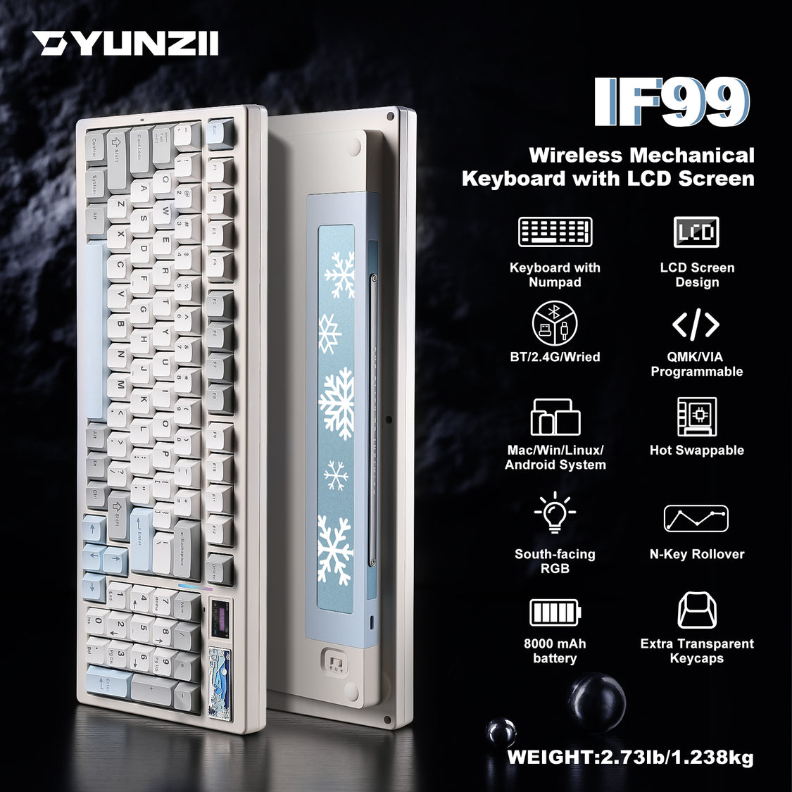 YUNZII IF99 QMK/VIA Full Size LCD Mechanical Keyboard – YUNZII KEYBOARD