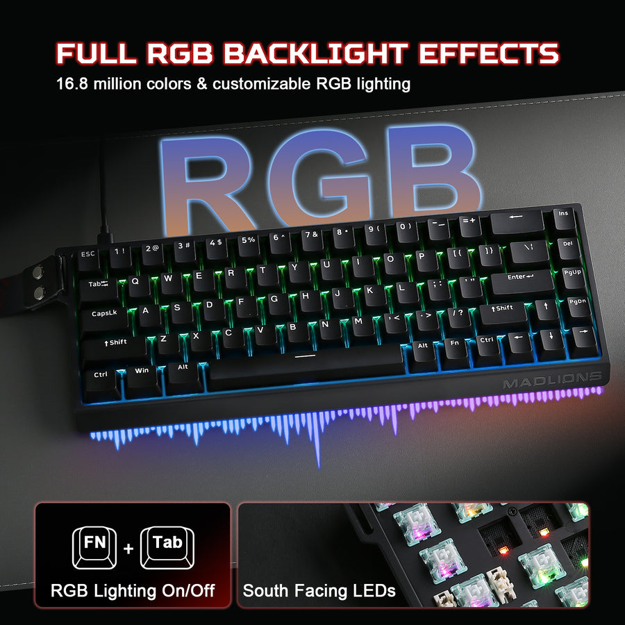 YUNZII x MADLIONS MAD68 HE Rapid Trigger Wired 8K Magnetic Gaming Keyb ...