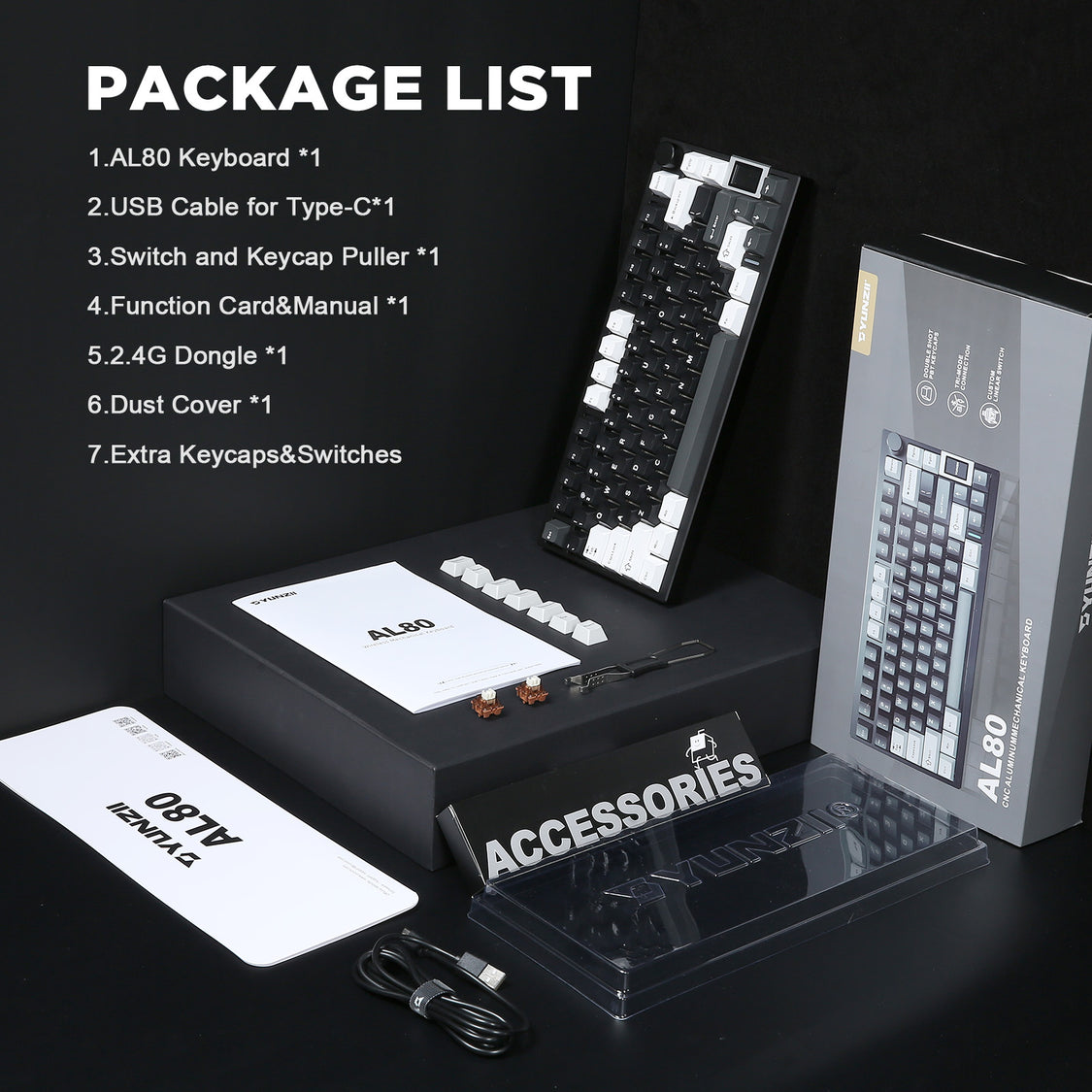 YUNZII AL80 QMK/VIA Aluminum LCD Mechanical Keyboard – YUNZII KEYBOARD