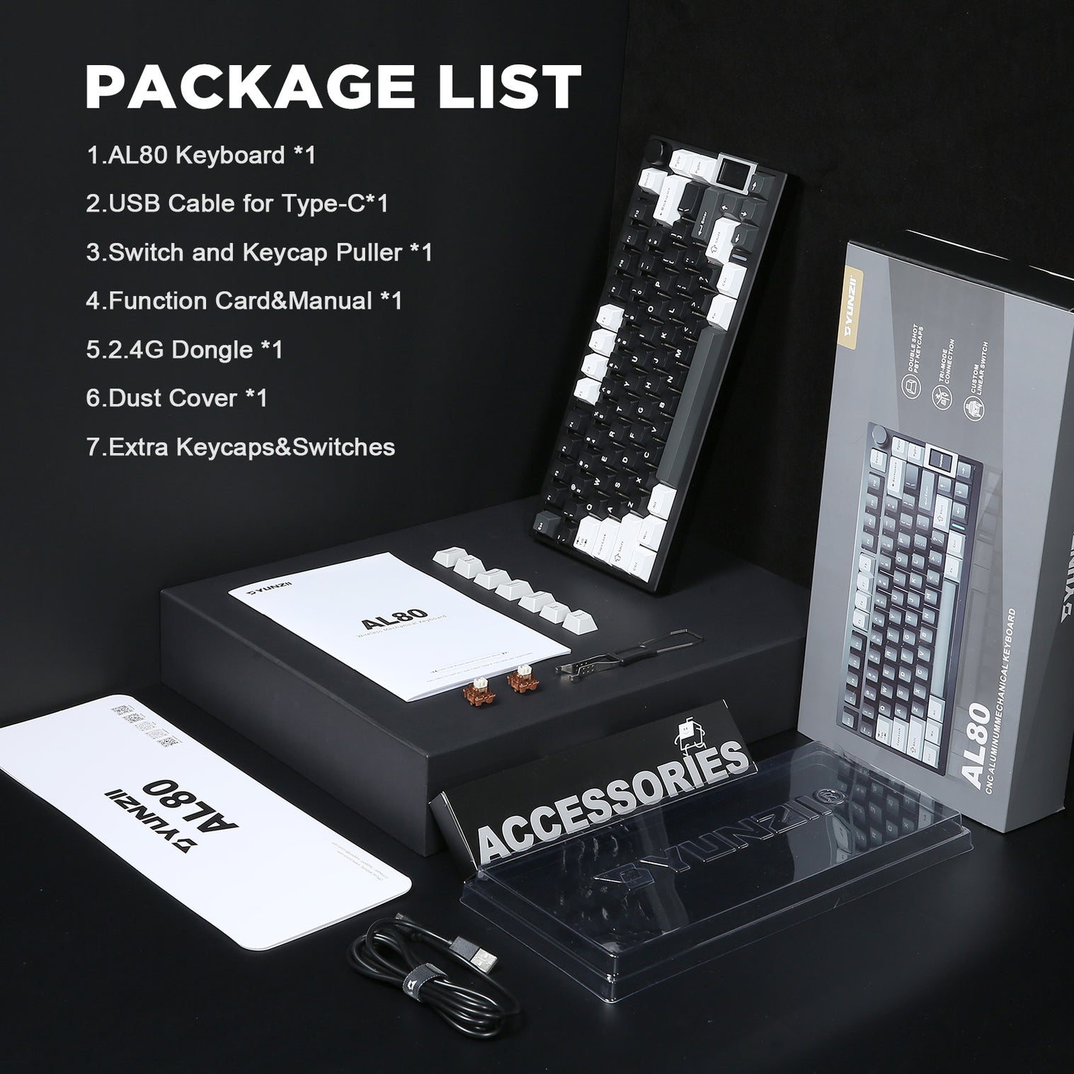 YUNZII AL80 QMK/VIA Aluminum LCD Mechanical Keyboard – YUNZII KEYBOARD