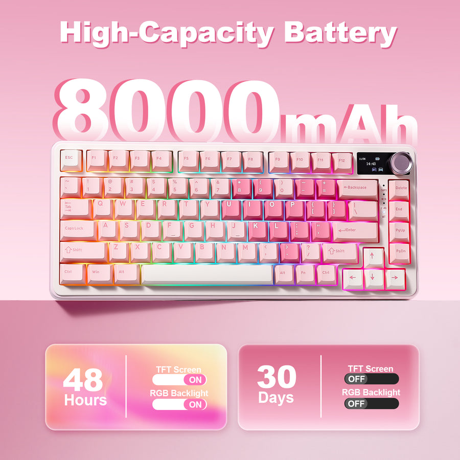 YUNZII B75 PRO MAX QMK/VIA Knob TFT Screen Wireless Mechanical Keyboar ...