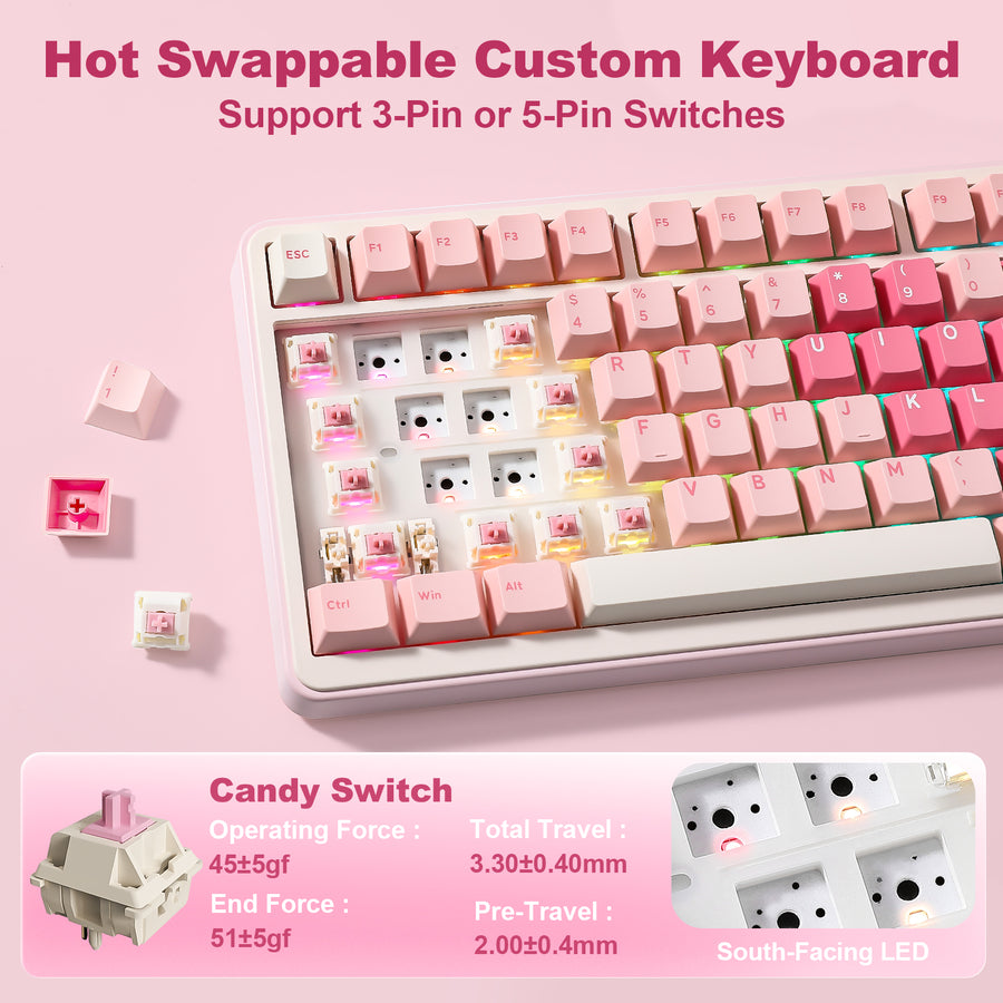 YUNZII B75 PRO MAX QMK/VIA Knob TFT Screen Wireless Mechanical Keyboar ...