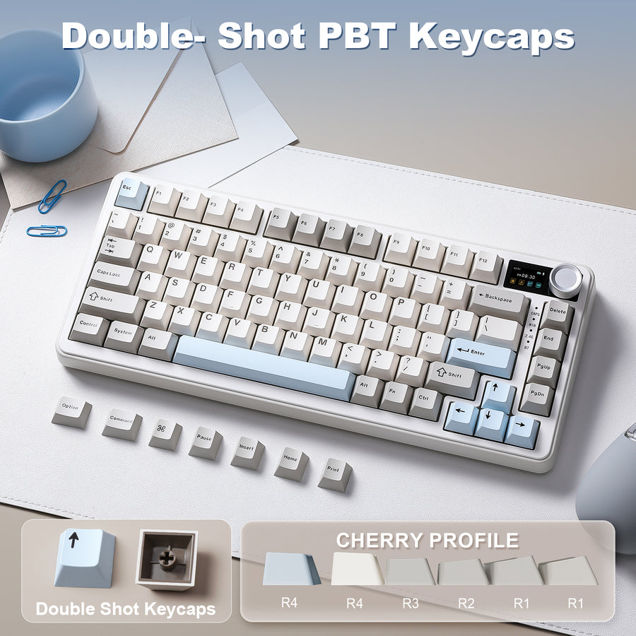 YUNZII B75 PRO MAX QMK/VIA Knob TFT Screen Wireless Mechanical Keyboar ...