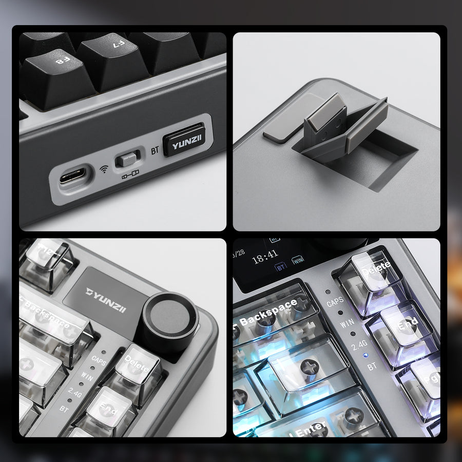 YUNZII B75 PRO MAX QMK/VIA Knob TFT Screen Wireless Mechanical Keyboar ...