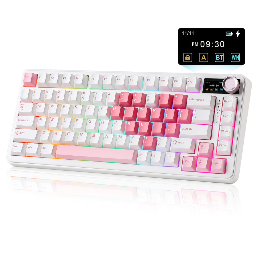 YUNZII B75 PRO MAX QMK/VIA Knob TFT Screen Wireless Mechanical Keyboar ...