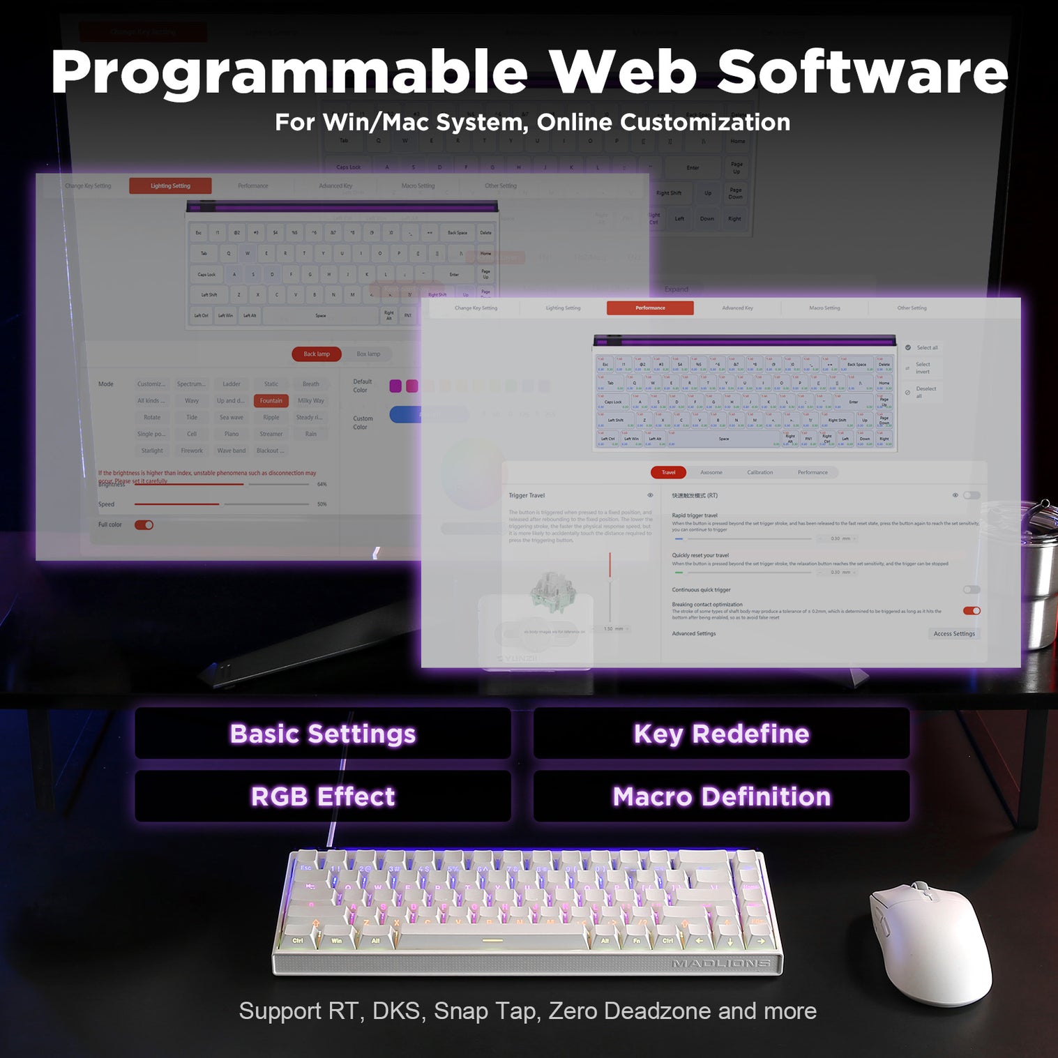 YUNZII x MADLIONS NANO68 Rapid Trigger Wired 8K Magnetic Gaming Keyboa ...