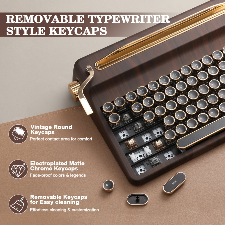YUNZII QL75 Vintage Retro Typewriter QMK/VIA Mechanical Keyboard ...