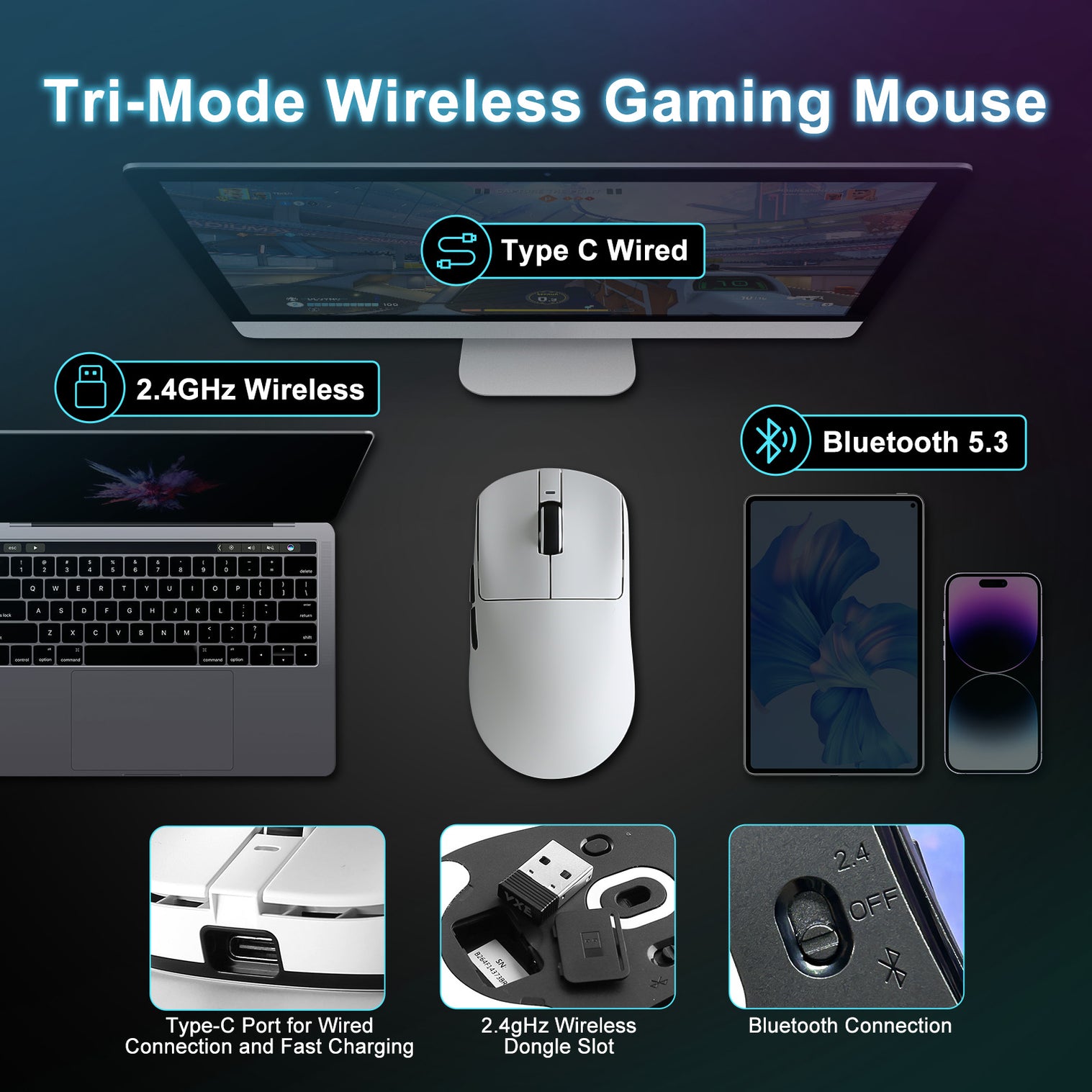 VXE R1 SE+ Tri-Mode Wireless Gaming Mouse – YUNZII KEYBOARD